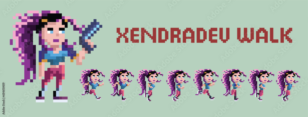 pixel art style illustration vector 8 bit 8-bit character set retro ...