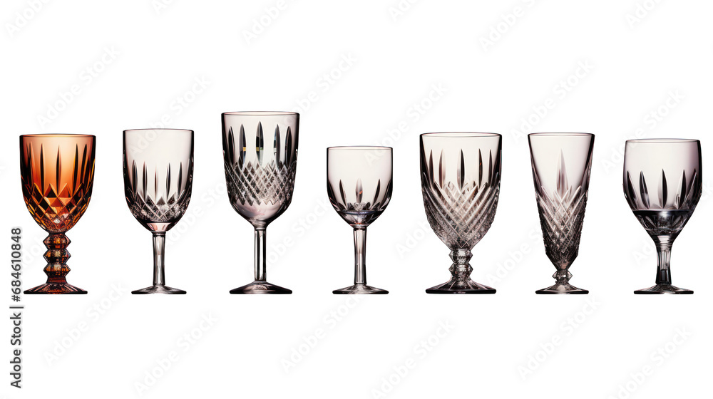 Crystal Glassware Set Isolated on Transparent or White Background, PNG ...