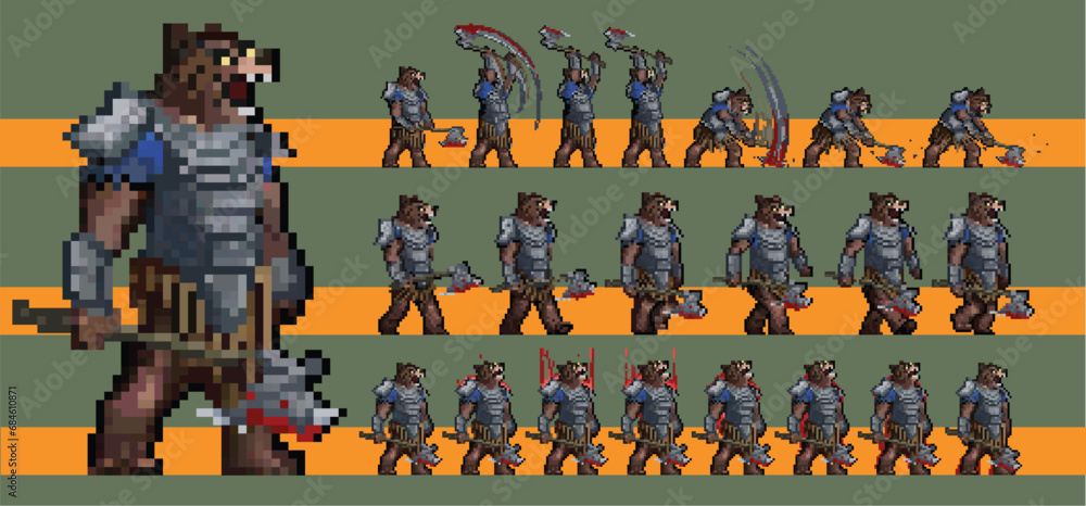 pixel art style illustration vector 8 bit 8-bit character set retro ...