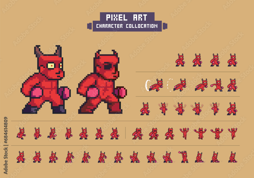 pixel art style illustration vector 8 bit 8-bit character set retro ...
