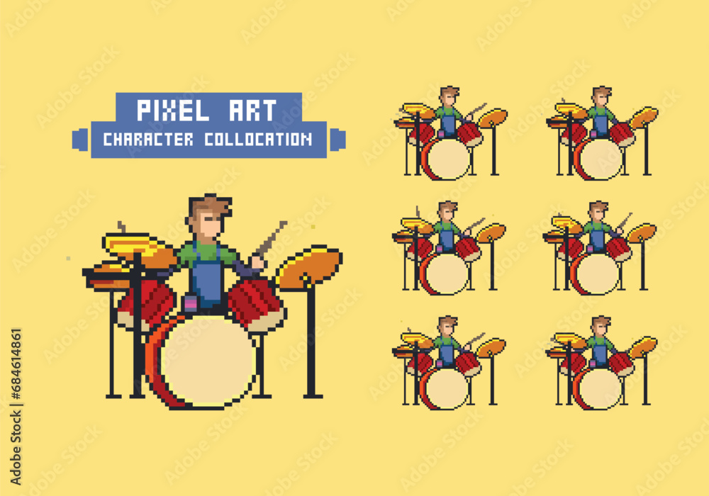 pixel art style illustration vector 8 bit 8-bit character set retro ...