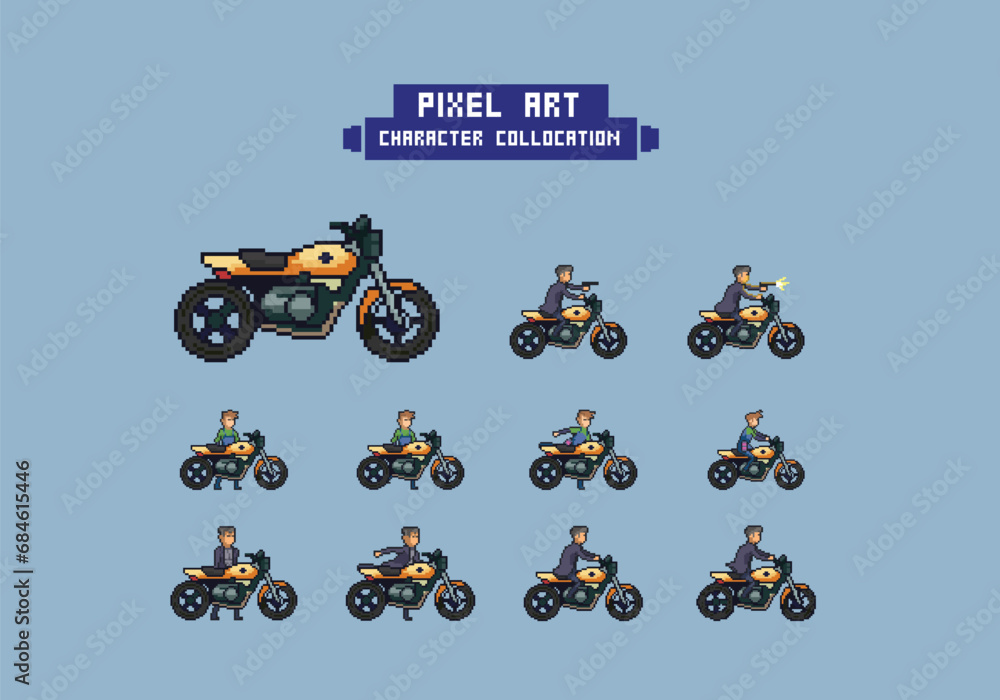 pixel art style illustration vector 8 bit 8-bit character set retro ...