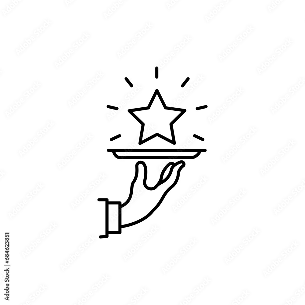 Special offer icon, premium waiter concept, thin line symbol on white ...