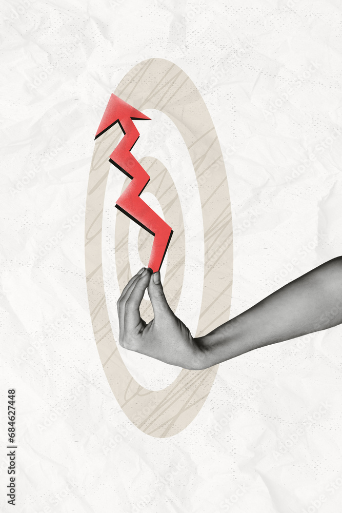 Abstract creative artwork template collage of arms making arrow getting ...