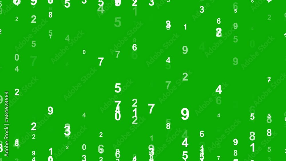 Digital numbers pattern motion graphics with green screen background ...