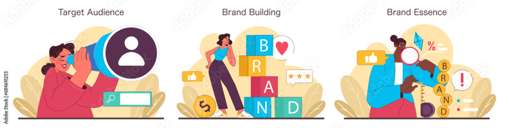 Brand Positioning set. Understanding target audience, constructing ...