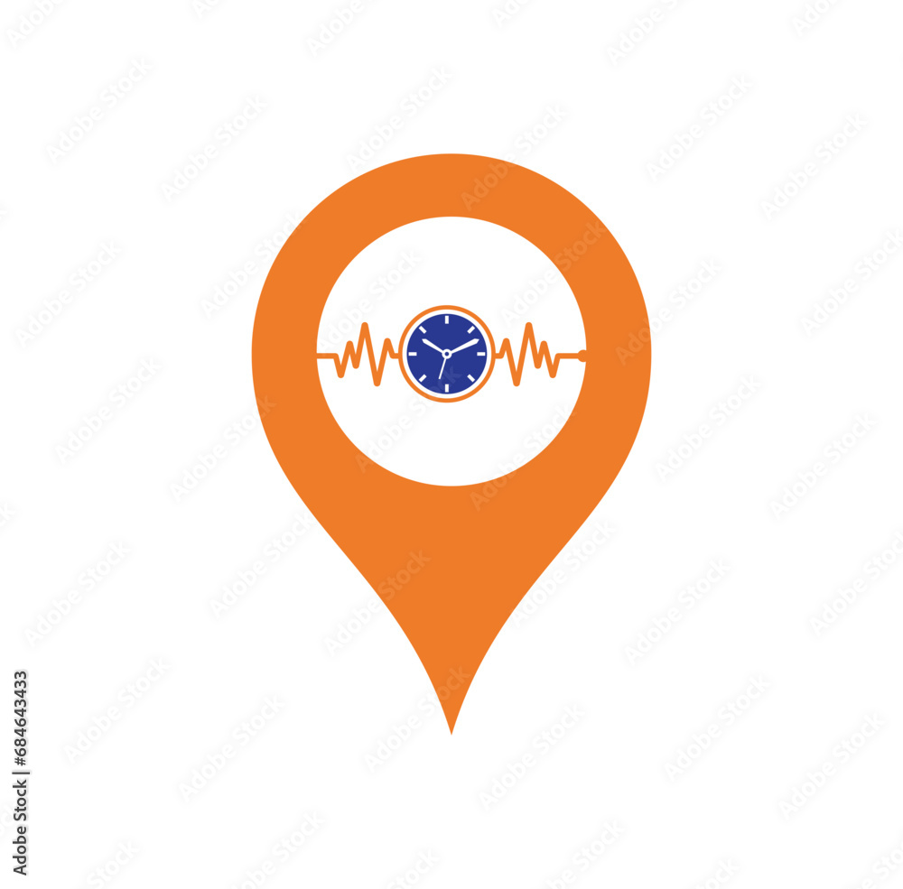 Pulse Time map pin shape concept Logo Template Design Vector. Heart ...