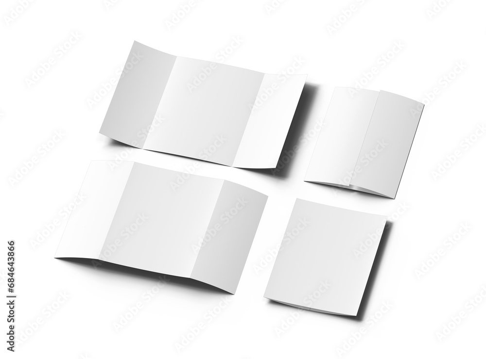 Blank A4 Gate Fold Brochure 3d render on transparent background Stock ...