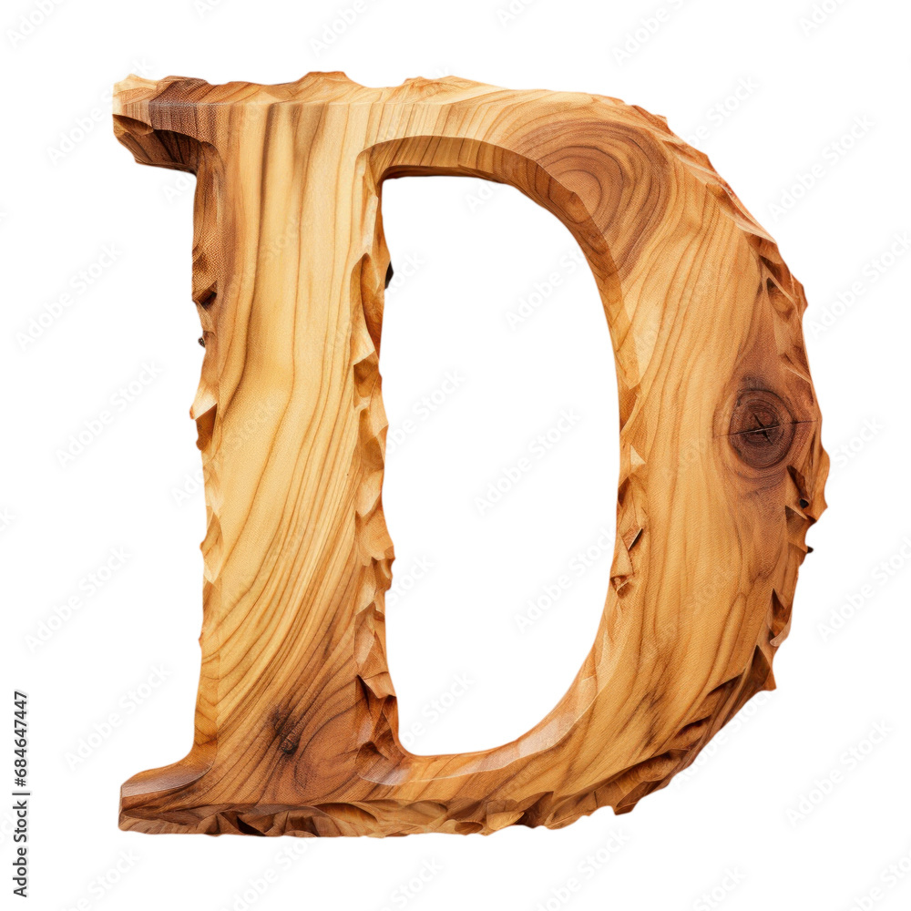 Wooden letter D , wood typography font, isolated on transparent ...
