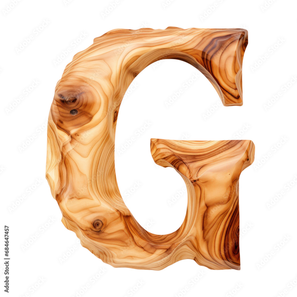 Wooden letter G , wood typography font, isolated on transparent ...