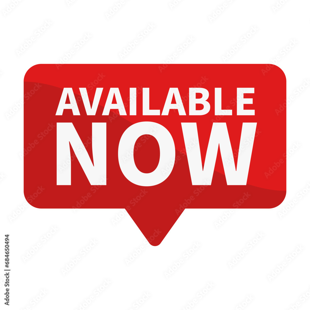 Available Now In Red Rectangle Shape For Promotion Business Marketing ...