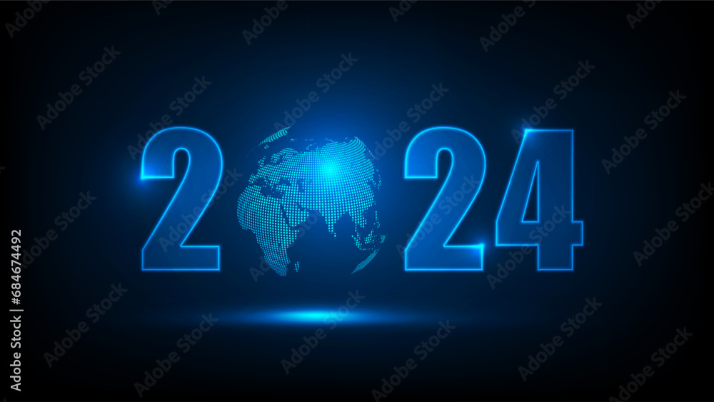 2024 Year Digital smart world futuristic interface technology ...