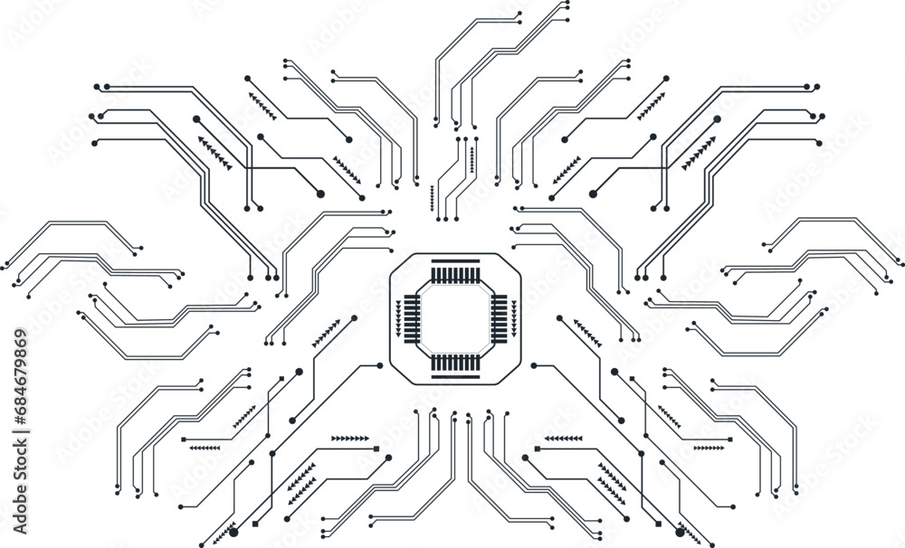 electronic circuit board.Circuit board lines vector illustration..High ...