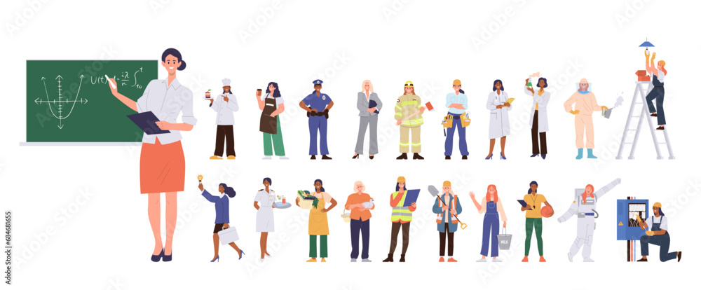 Group of people cartoon characters presenting diverse job occupation ...