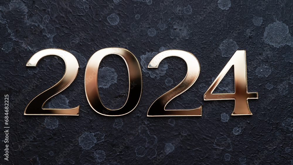 The numbers laid out in the number 2024, on a gray background Stock ...