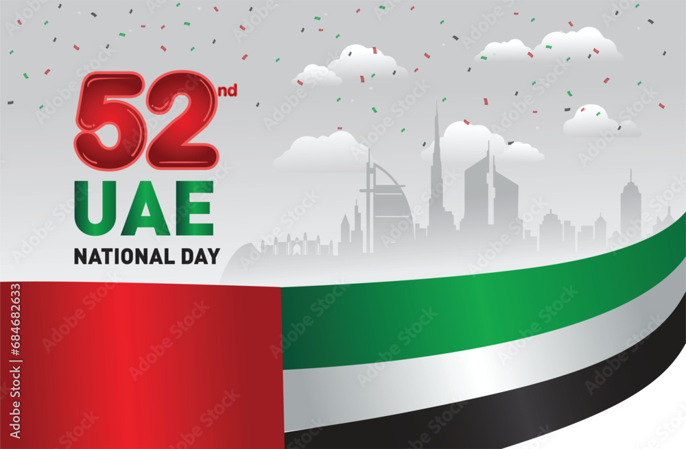 UAE National day special vector banner design, 52nd United Arab ...