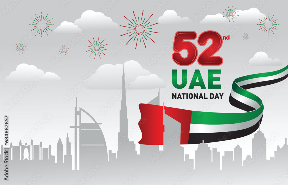 UAE National day vector banner design, 52nd United Arab Emirates ...
