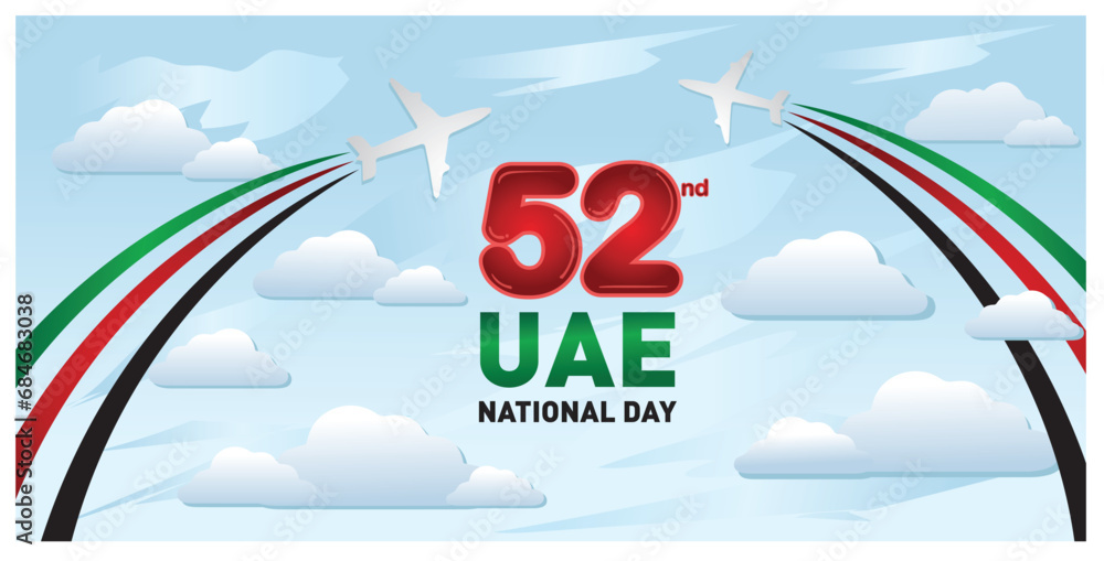 52nd United Arab Emirates National day banner design, 2023 UAE national ...