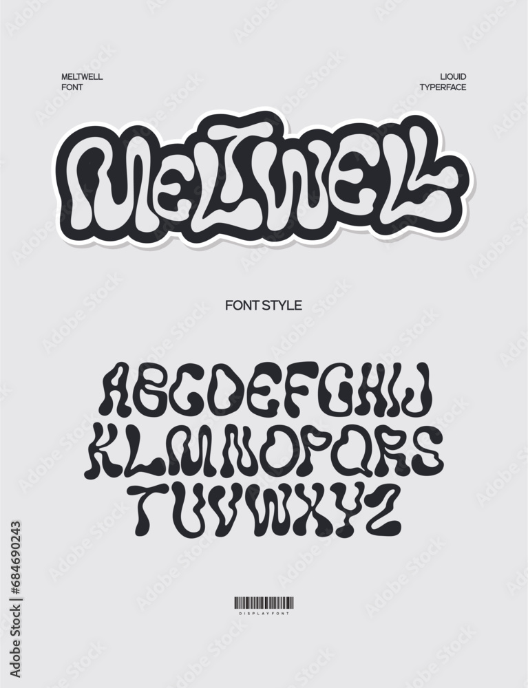 Liquid font typerface vector acid lettering decorative poster alphabet ...