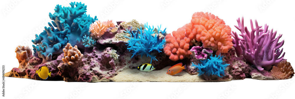 Colorful coral reef isolated on transparent background. Underwater ...