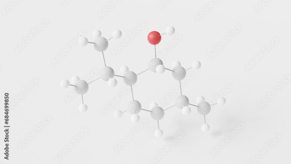 menthol molecule 3d, molecular structure, ball and stick model ...