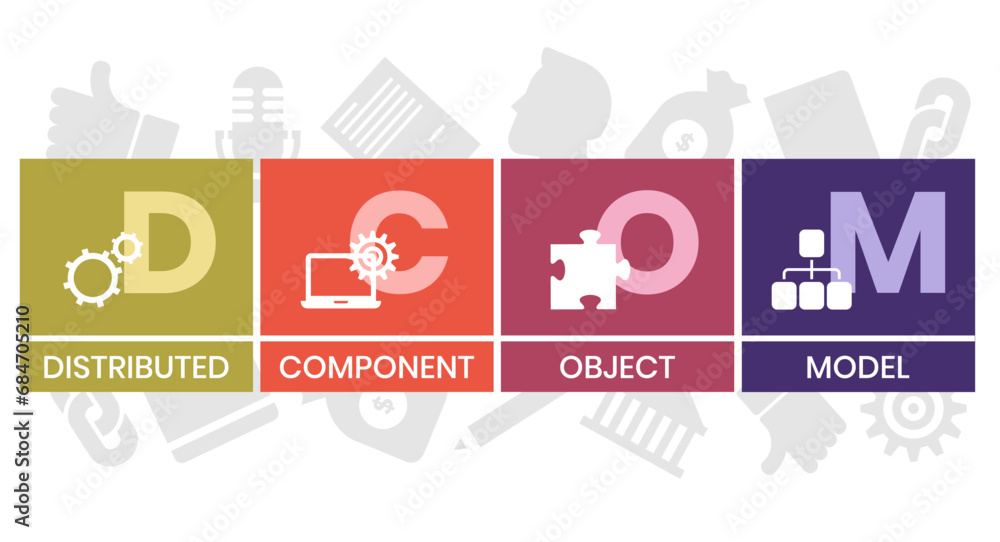 Dcom Distributed Component Object Model Acronym Business Concept Background Vector