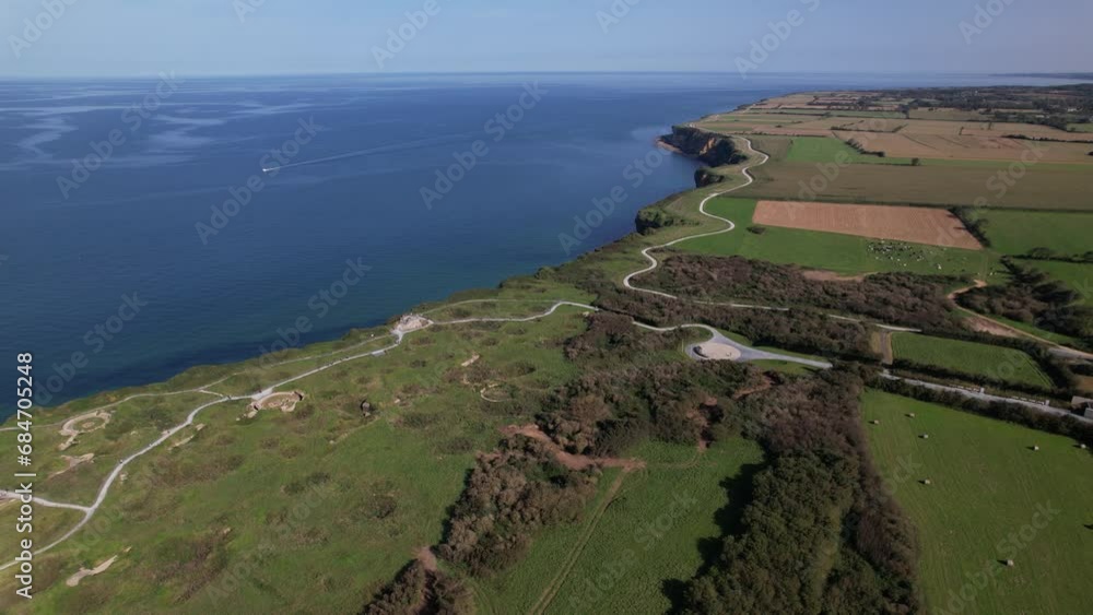 Vidéo Stock DRONE AERIAL FOOTAGE: The World War II Pointe du Hoc Ranger ...
