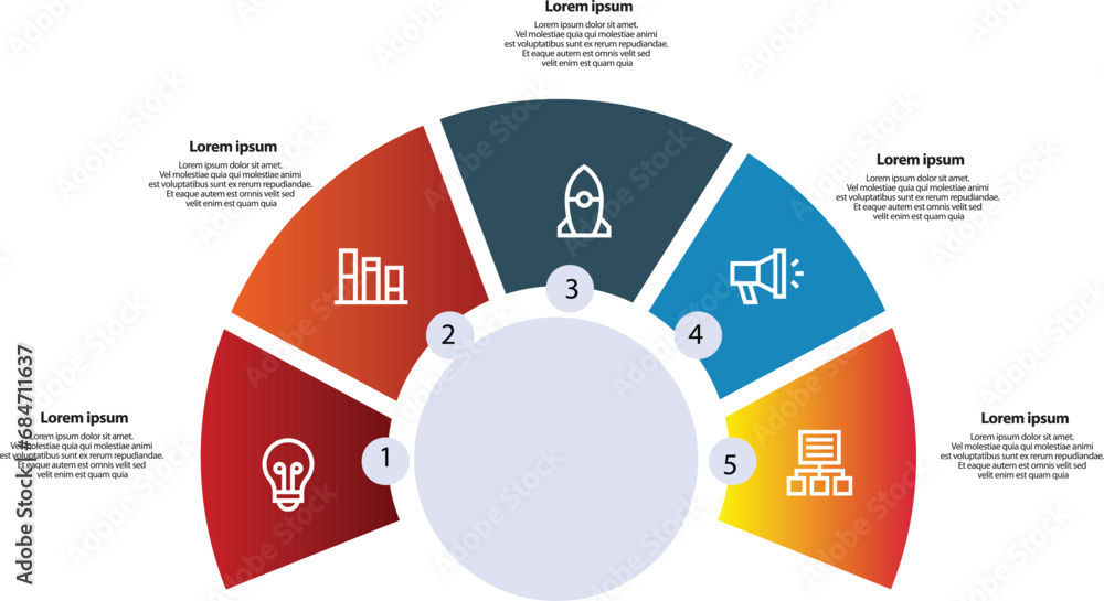 Collection of vector circle chart infographic templates for ...