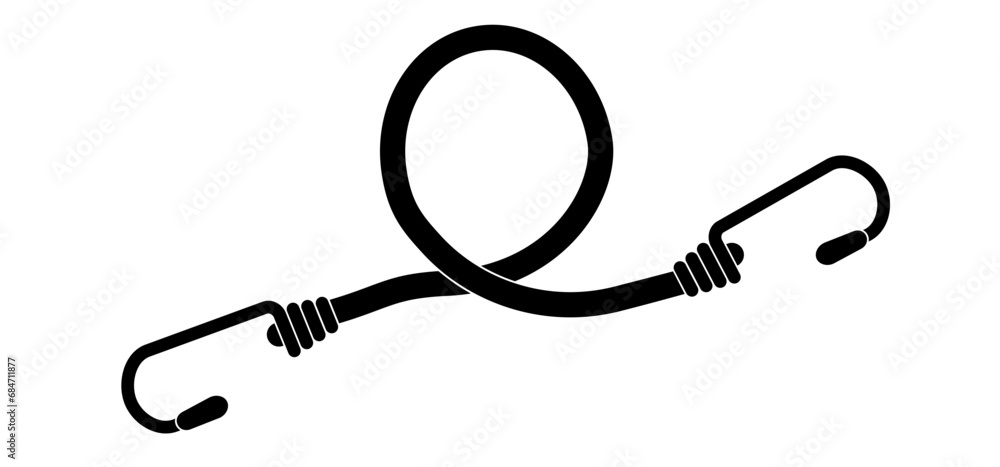 Drawing cartoon, elastic with hook. Cord with Hooks. Bungee spider sign ...