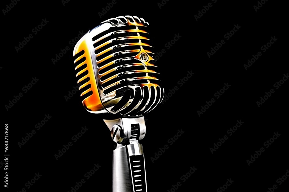 A classic vintage microphone captured with a high-contrast effect ...