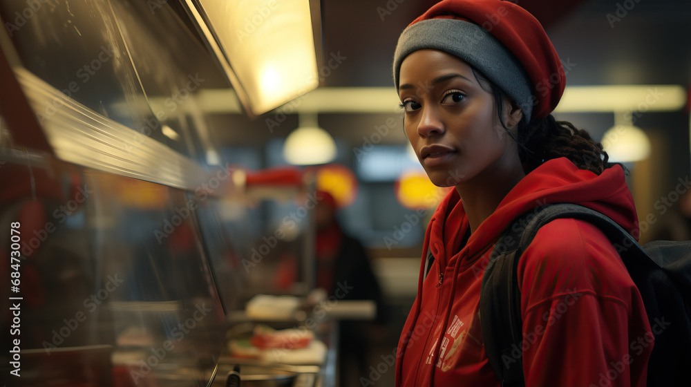 Sad Fast Food Worker on Duty, Concept of the Struggles and Challenges ...