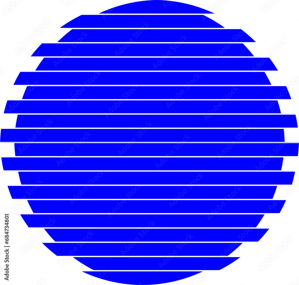 Blue and white vector graphic of a circle cut into segments and moved ...