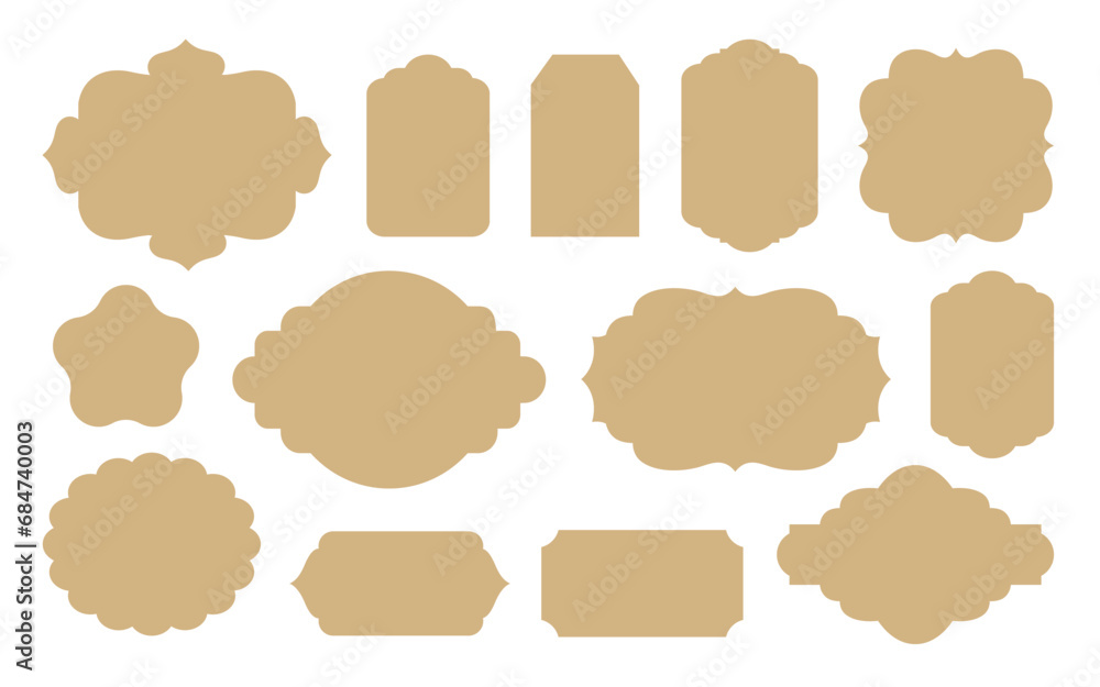 Retro label shapes collection. Vintage vector contours for old style ...