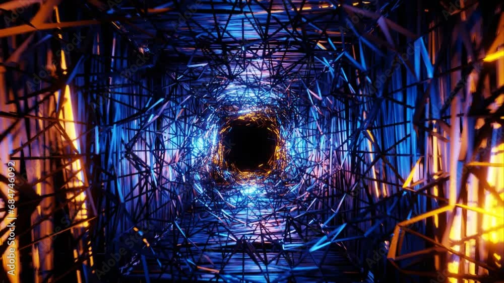 background with fire, Infinite loop in a technological, virtual reality ...