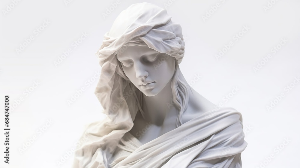 Beautiful female plaster statue isolated on white background, created ...