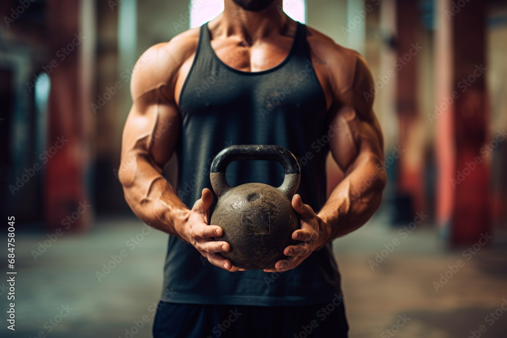 Person with Kettlebell performing crossfit exercise. Crossfit or cross ...