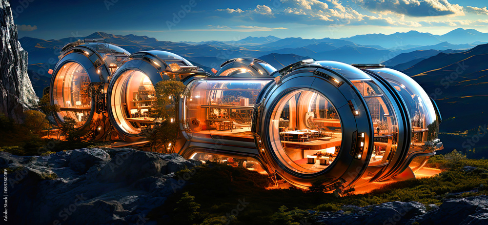 Fantastic space hotel, concept of the future and space travel Stock ...