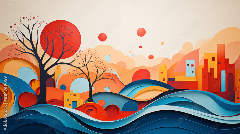 an abstract visualization symbolizing communities adapting to climate ...