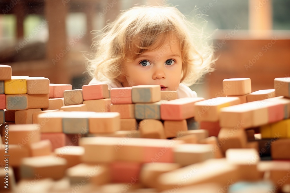 AI generated illustration of A young child with a curious and ...