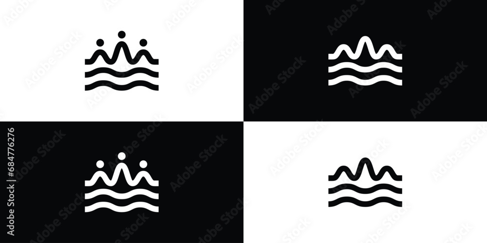 Crown Wave logo Design. Sea King Queen Wave Lake Ocean with Minimalist ...