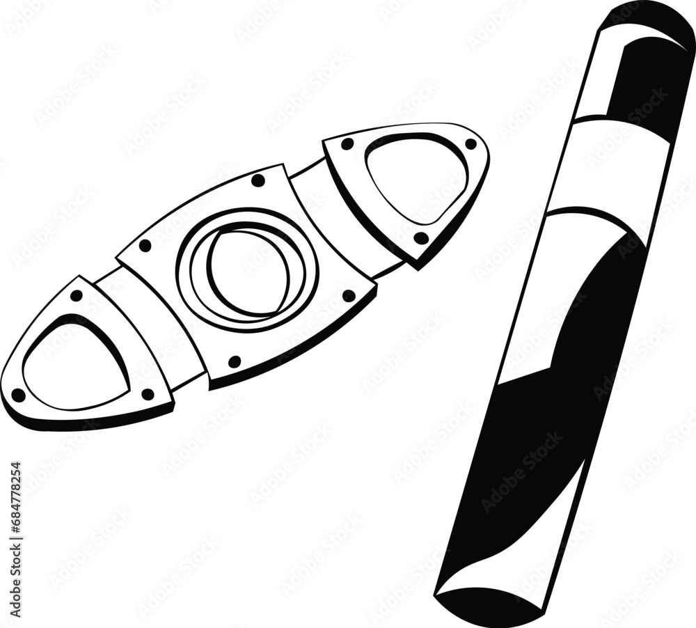 Cartoon Black and White Isolated Illustration Vector Of A Cigar And ...