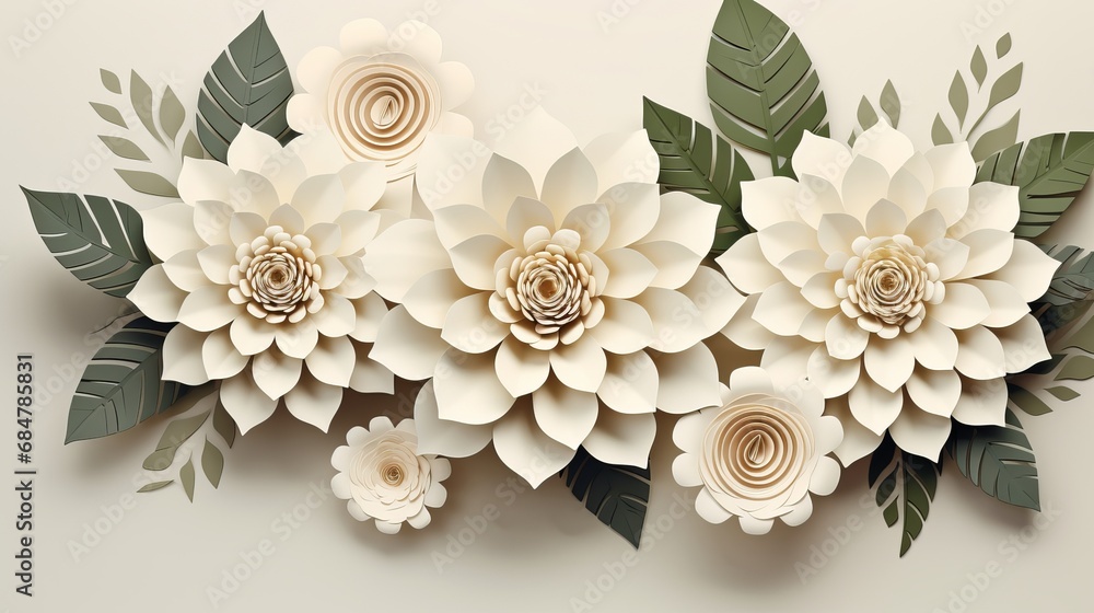 Vector template for papercraft cards featuring flowers and elements ...