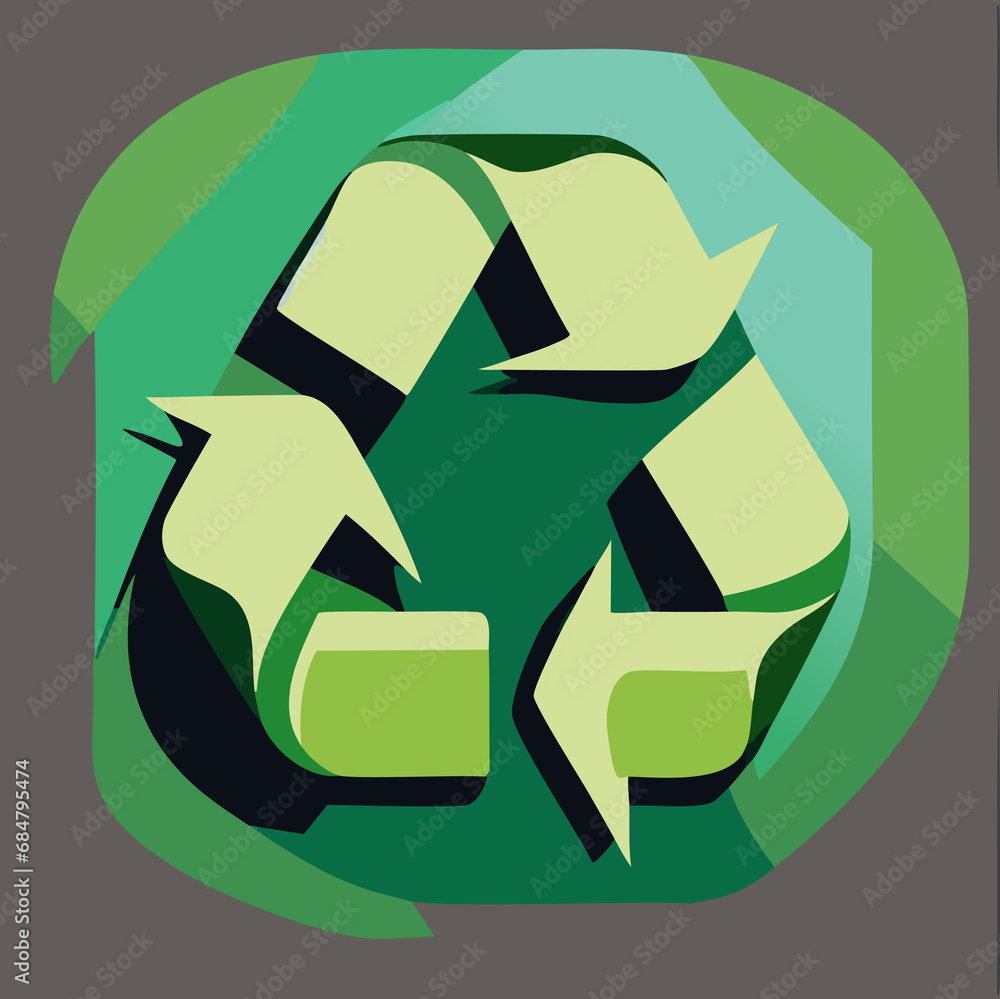 Recycle logo. Recycling. Logo. Icon. Green recycle logo. Square design ...