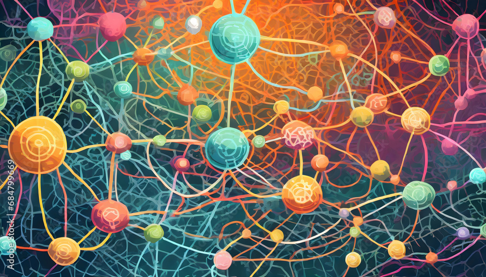 structure of a dynamic mind map, complete with interconnected nodes and ...