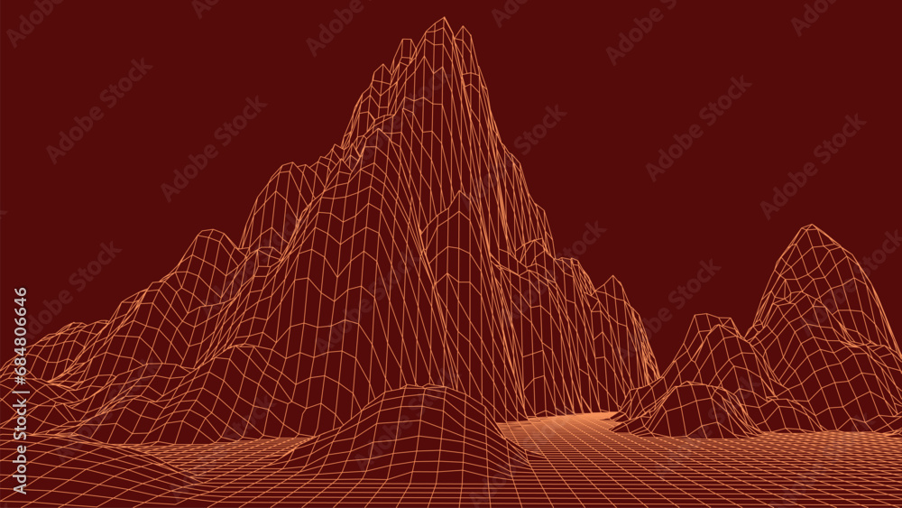 Abstract vector frame landscape background. Cyberspace grid. Frame ...