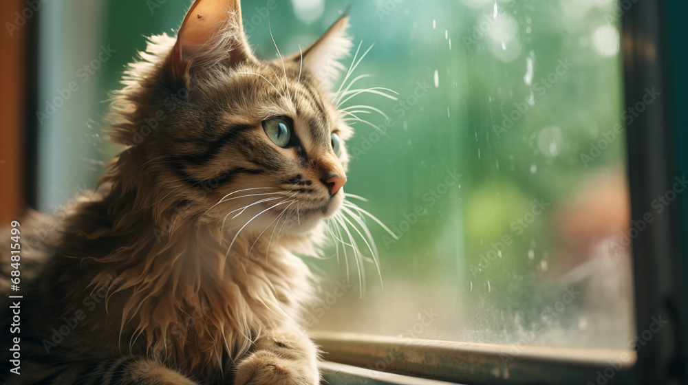 cat looking out window Stock Photo | Adobe Stock