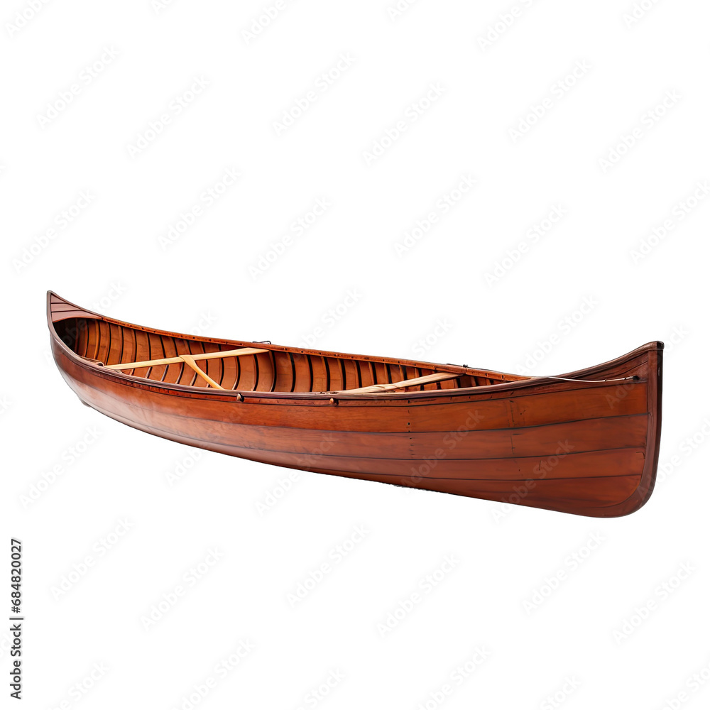Handcrafted Wooden Canoe Model. Isolated on a Transparent Background ...