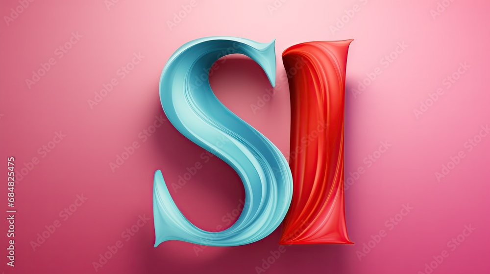 SI palabra escrita con la letra S azul y la I roja sobre fondo rosado ...