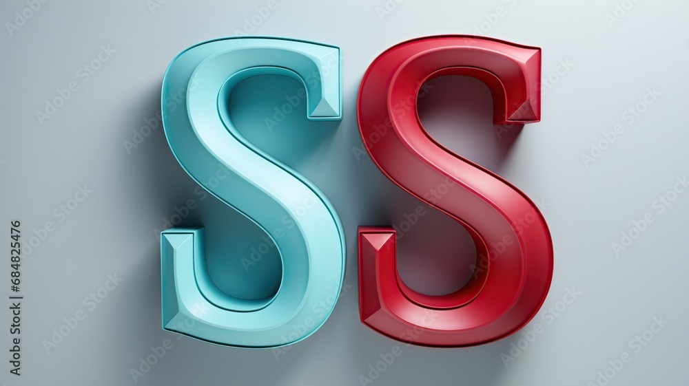 SS palabra escrita con la letra S azul y la S roja sobre fondo azul ...