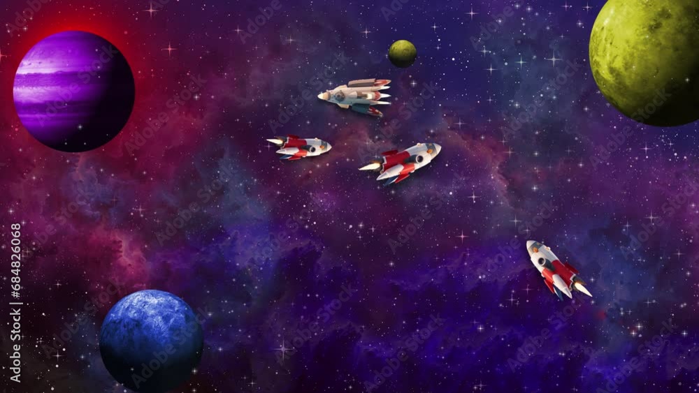 Cartoon Animation Of Rocket Flying In Outer Space, 2d Cartoon Animation ...